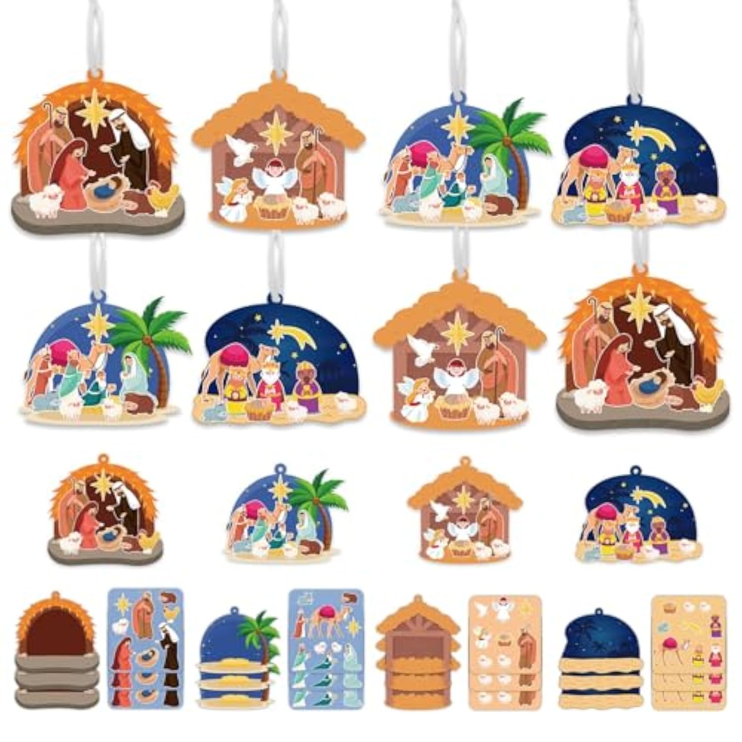 Christmas Nativity Ornament Crafts For Kids - 16 Pack Make Your Own ...