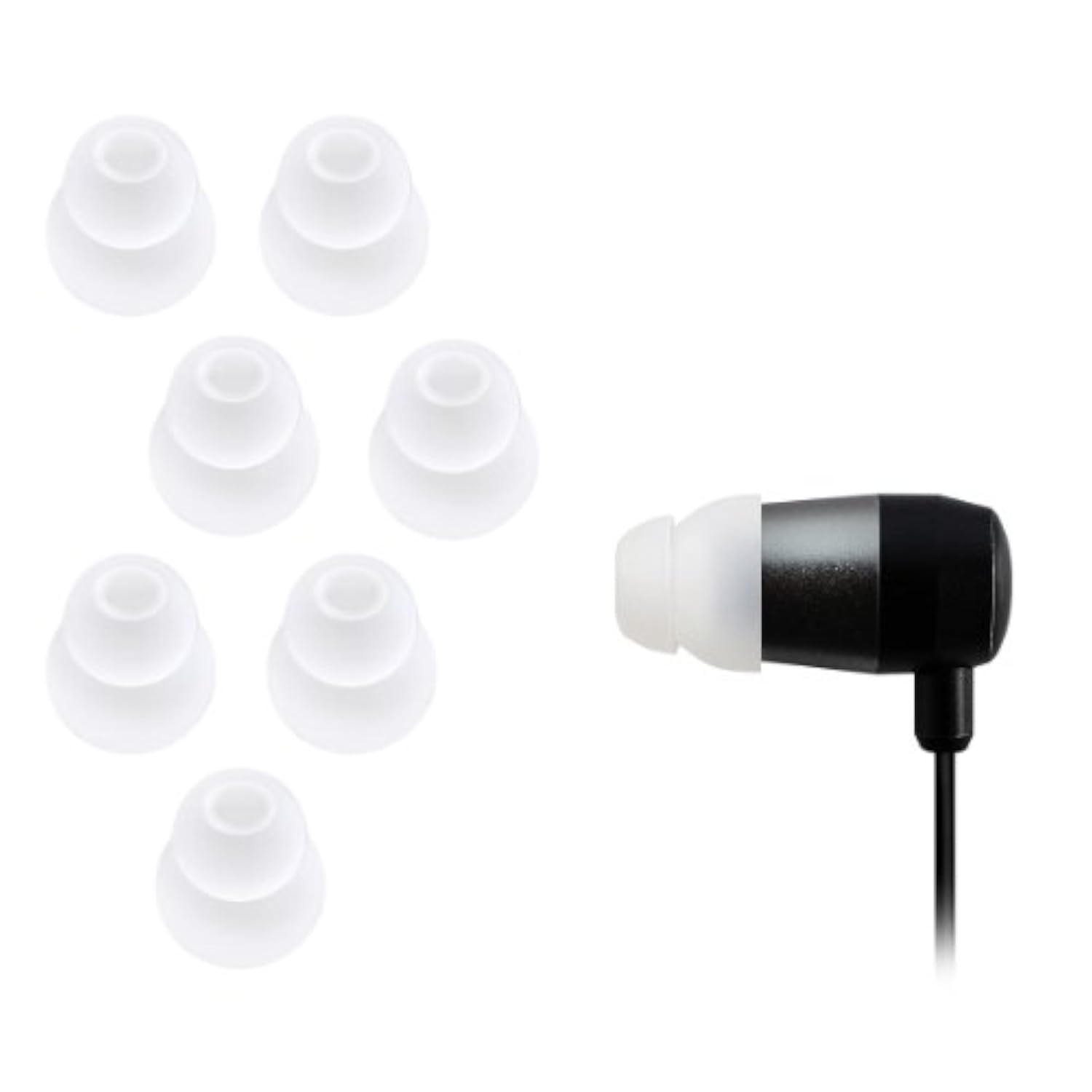Dual Flange Conical Replacement Silicone Earbuds 4 Pairs (Set Of 8 ...