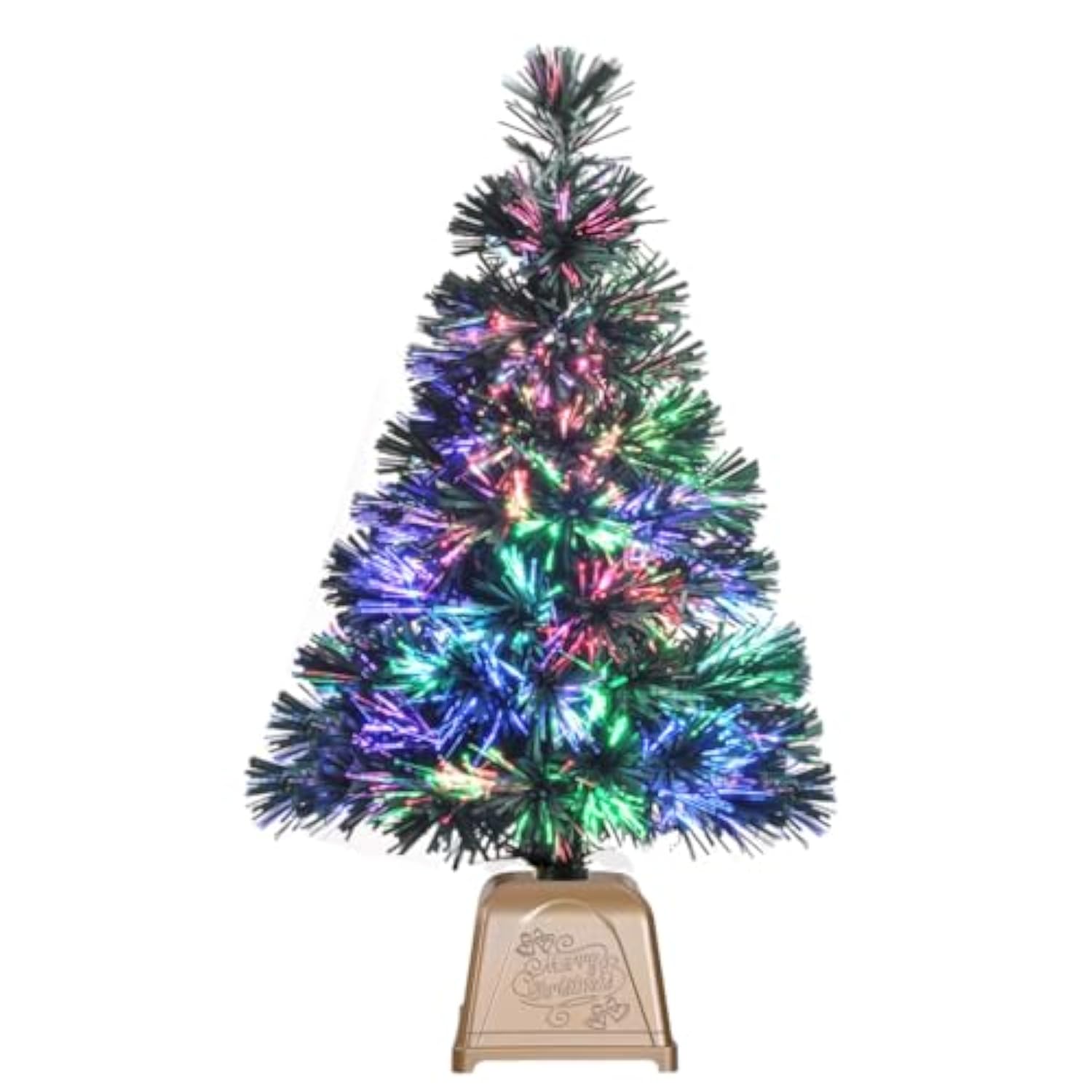 Pre-Lit Mini Christmas Tree, Tabletop Artificial Fiber Optic Christmas ...