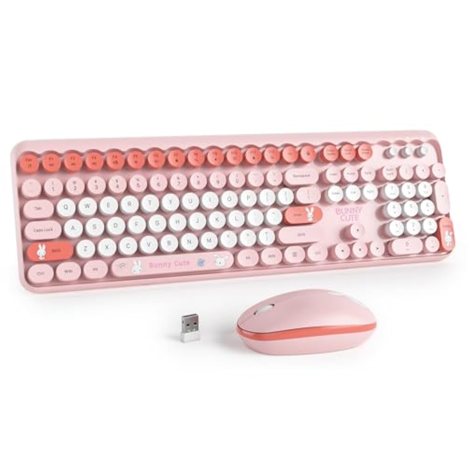 Wireless Keyboard And Mouse Combo, Cute Typewriter Keyboard With Number ...