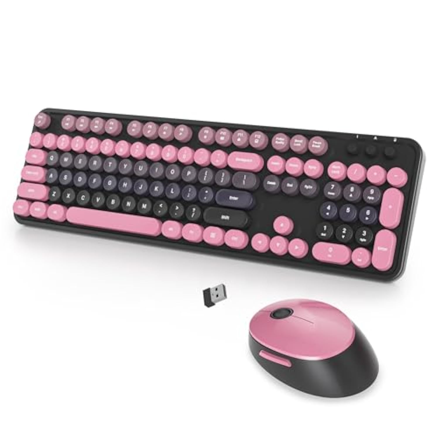 Wireless Keyboard And Mouse Set, Retro Typewriter, 2.4Ghz Full Size 104 ...