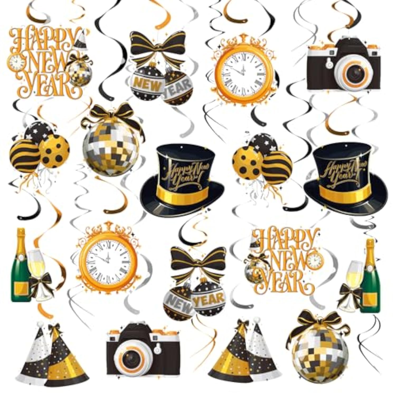 Happy New Year Party Decorations - New Years Eve Party Supplies Kit ...