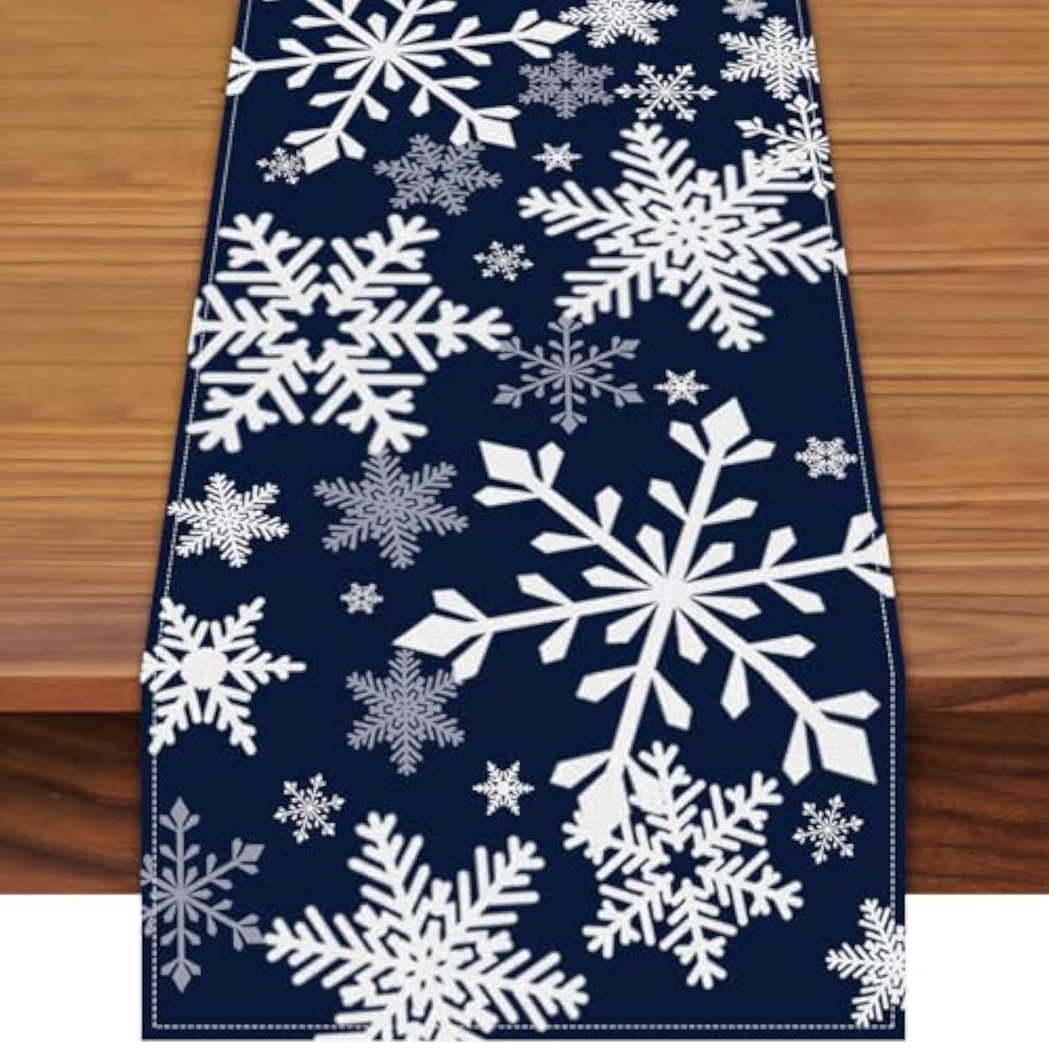 72 X 13 Inch Christmas Table Runner, Navy Blue With White Snowflake ...