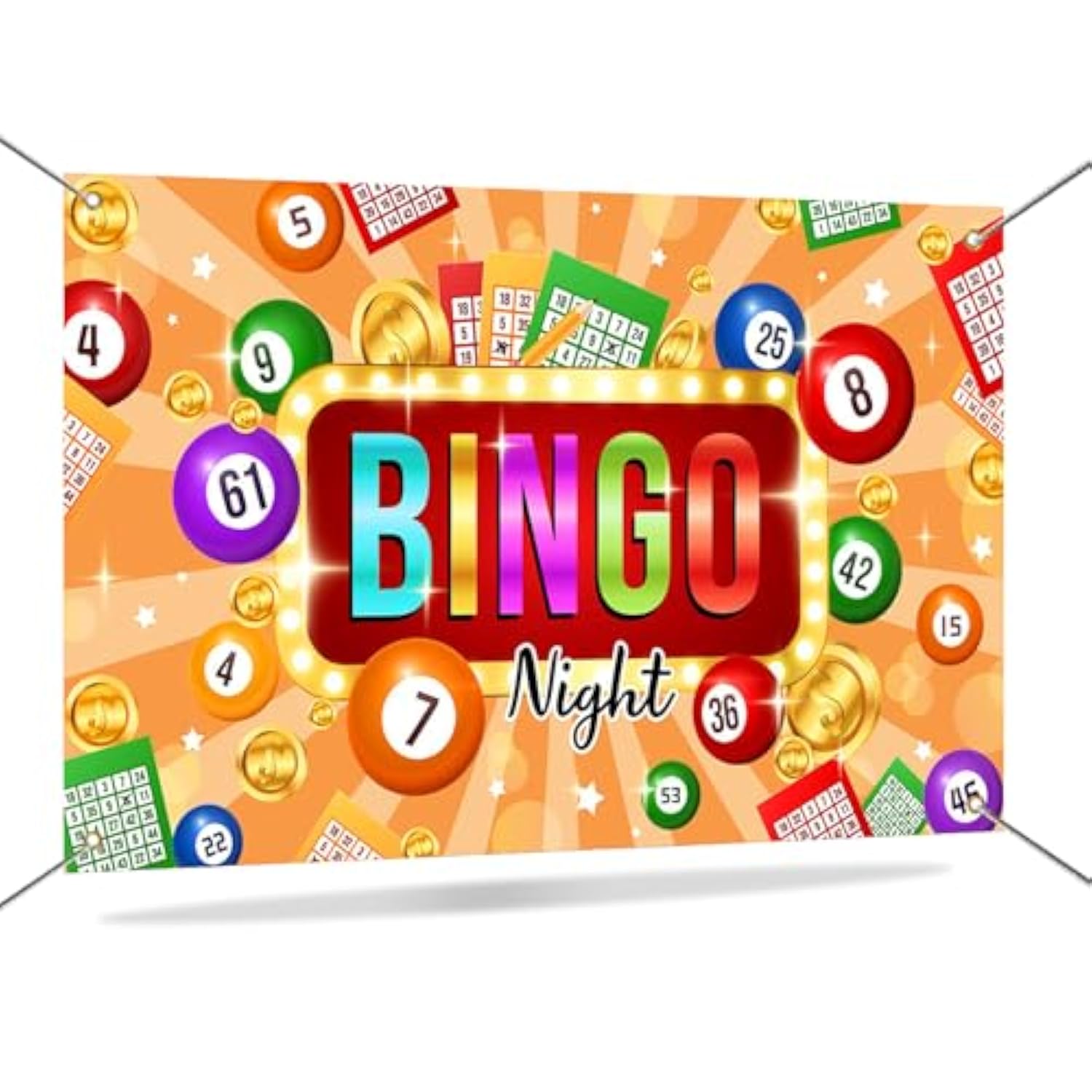 Bingo Night Backdrop Banner Bingo Game Night Party Decorations Billiard ...