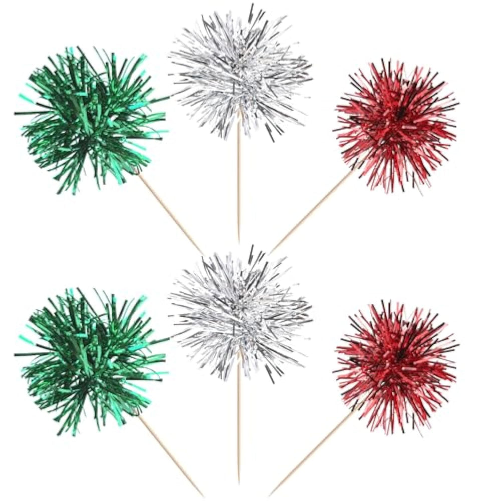 40 Pack Foil Firework Birthday Cupcake Toppers Merry Christmas Cake ...