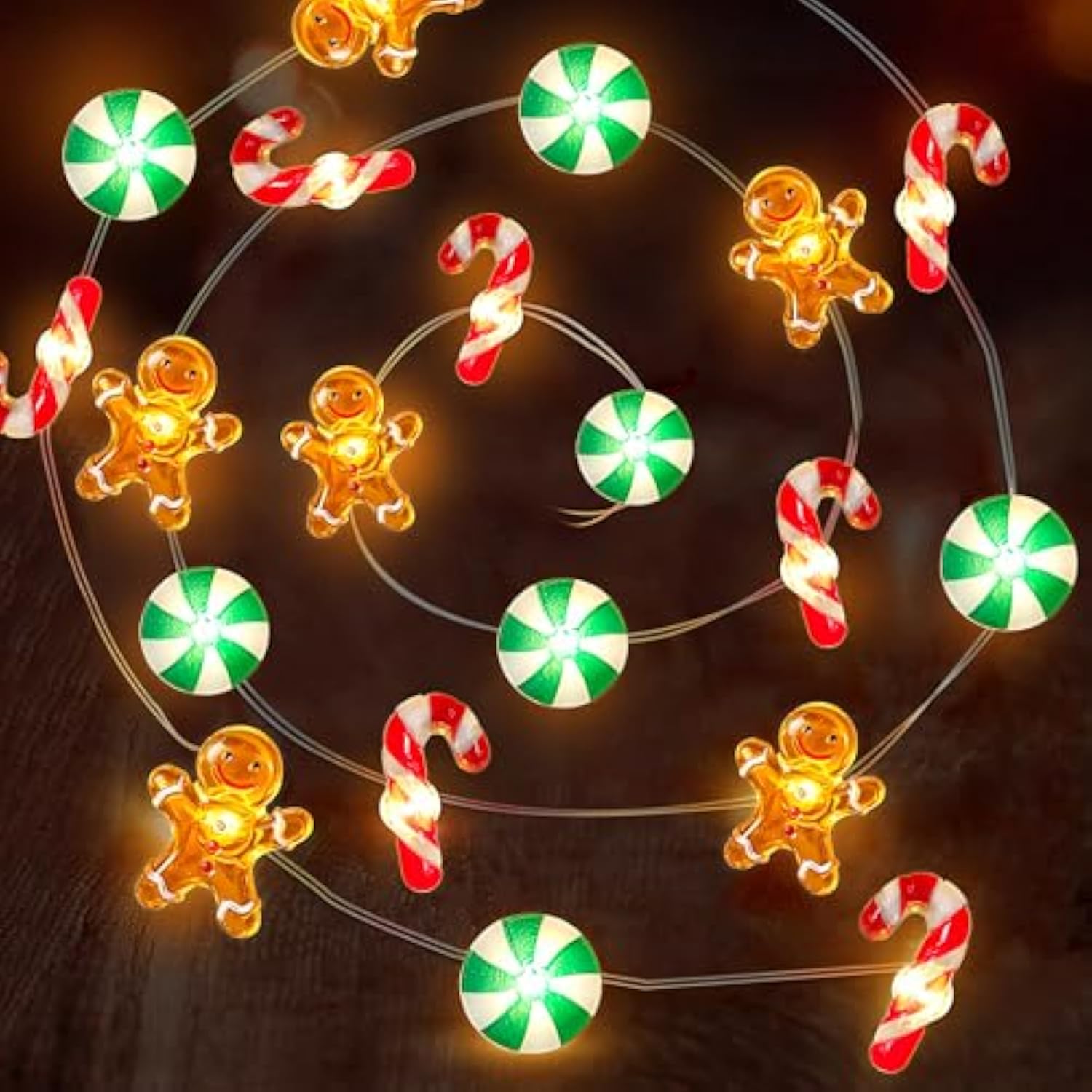 [Timer] 10 Ft 30 Led Christmas String Lights Decorations Gingerbread ...