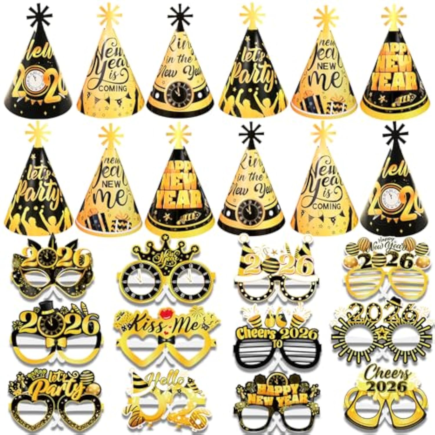 36Pcs Black Gold New Years Eve Party Supplies 2026 Nye Party Favors ...