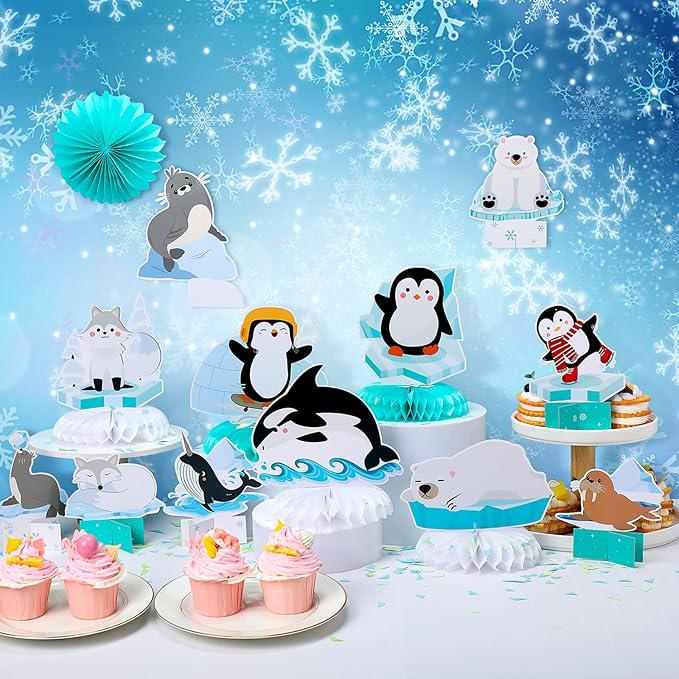 Penguin Arctic Animal Table Centerpieces 12pcs Honeycomb Winter Party ...